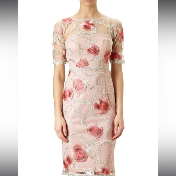 BHLDN | Dresses | Bhdln Adrianna Papell Spring Bloom Embroidered Sheath ...